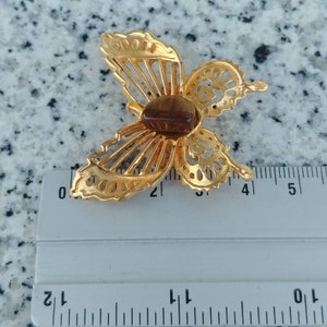 Vintage Butterfley Brooch With Tiger Eye Stoun - Etsy