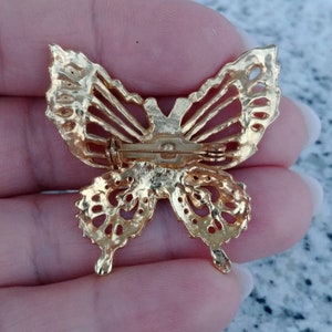 Vintage Butterfley Brooch With Tiger Eye Stoun - Etsy