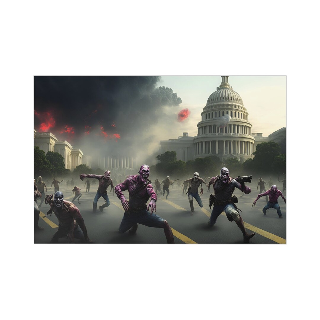 7 X Zombies Attacking DC Postcards for Collecting or Mailing to Friends ...