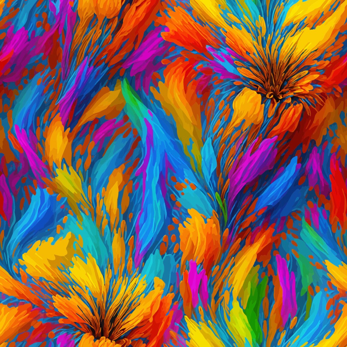 Seamless Repeating Rainbow Flower Pattern Highly Complex and High Color ...