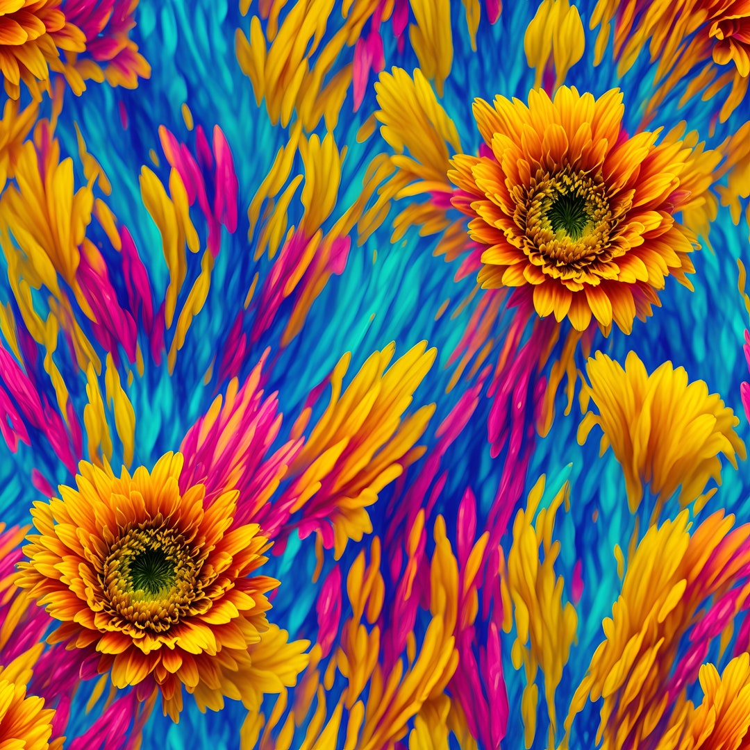 Seamless Repeating Rainbow Flower Pattern Highly Complex and High Color ...
