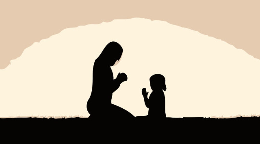 Svg File Mother and Child Praying Mothers Day Digital Art for Cricut ...