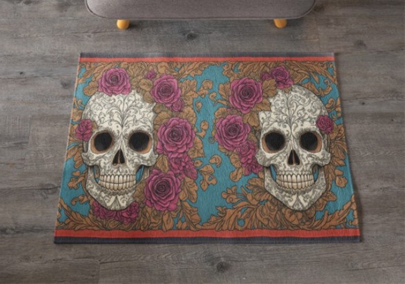 Sugar Skull Rug Dxf File Pattern Dxf File for Rug Tufting Jpg for Dye ...