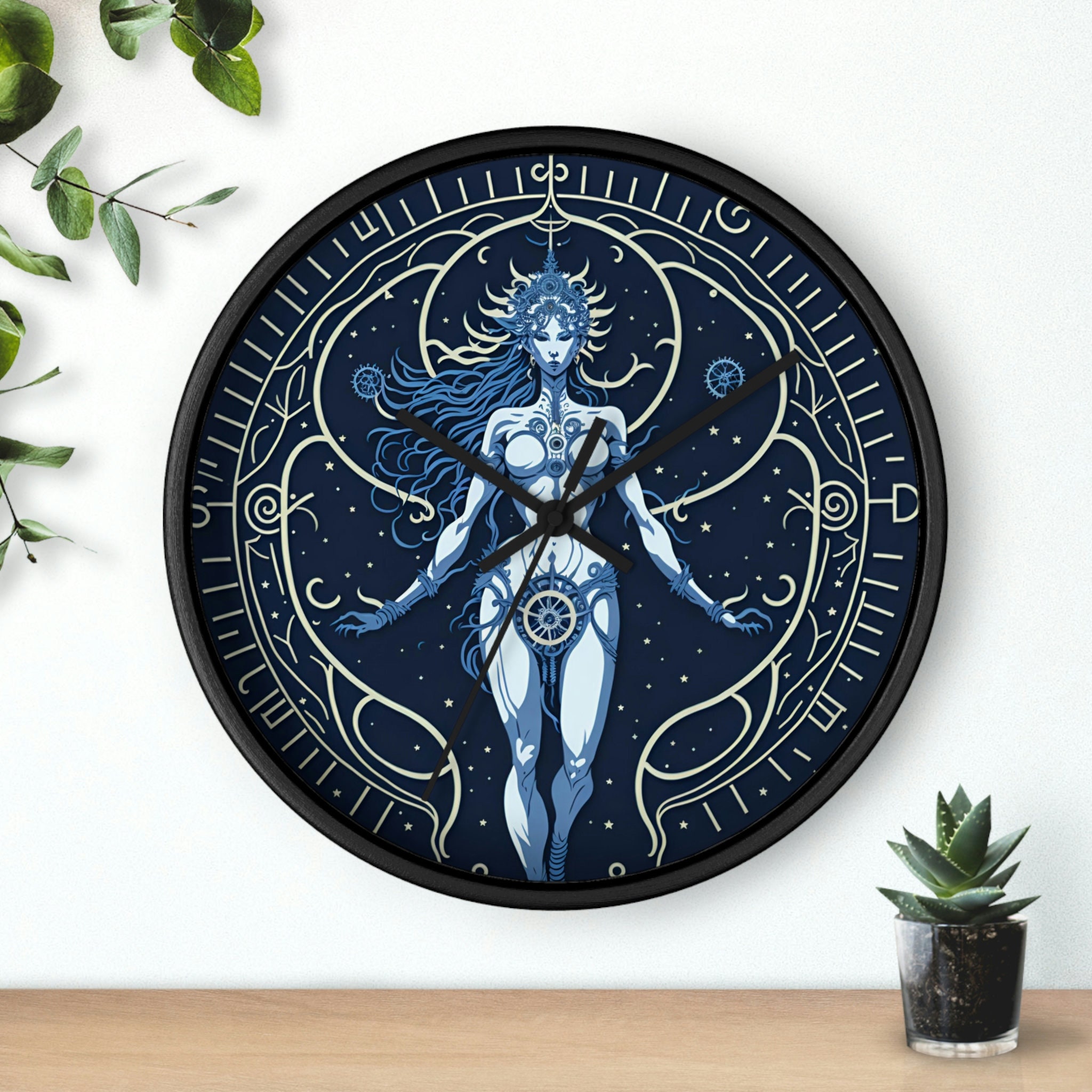 Celestial Goddess Wall Clock Blue Design 1 Celestial Goddess Blue ...