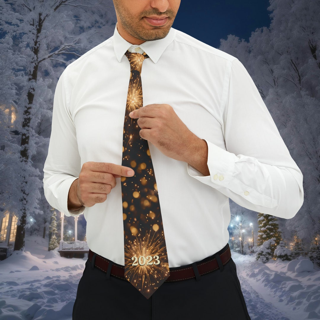 New Years 2023 Necktie With Fireworks for Displaying Festive Attire ...