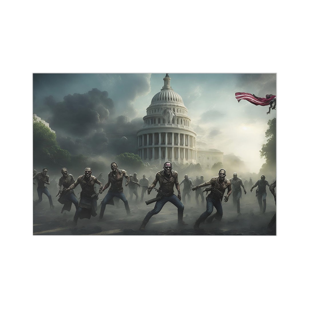 7 X Zombies Attacking DC 6/8 - Fine Art Postcards 6 Inch by 4 Inch With ...