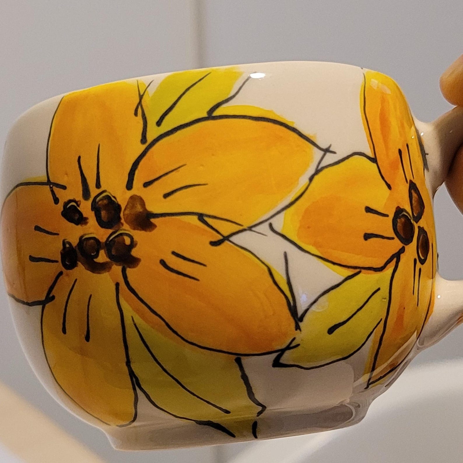 Handmade Flower Patterned Ceramic Cup, Special Order Option for Coffee ...