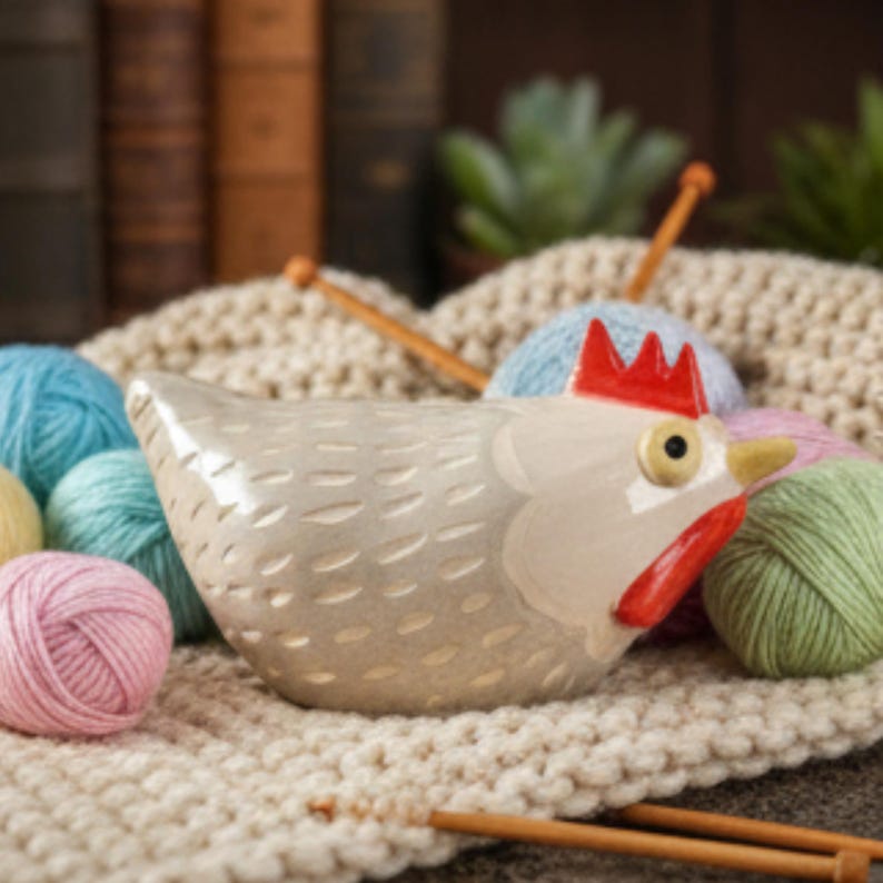 Handmade Ceramic Chicken Figurine, Rustic Farmhouse Decor, Scratch ...