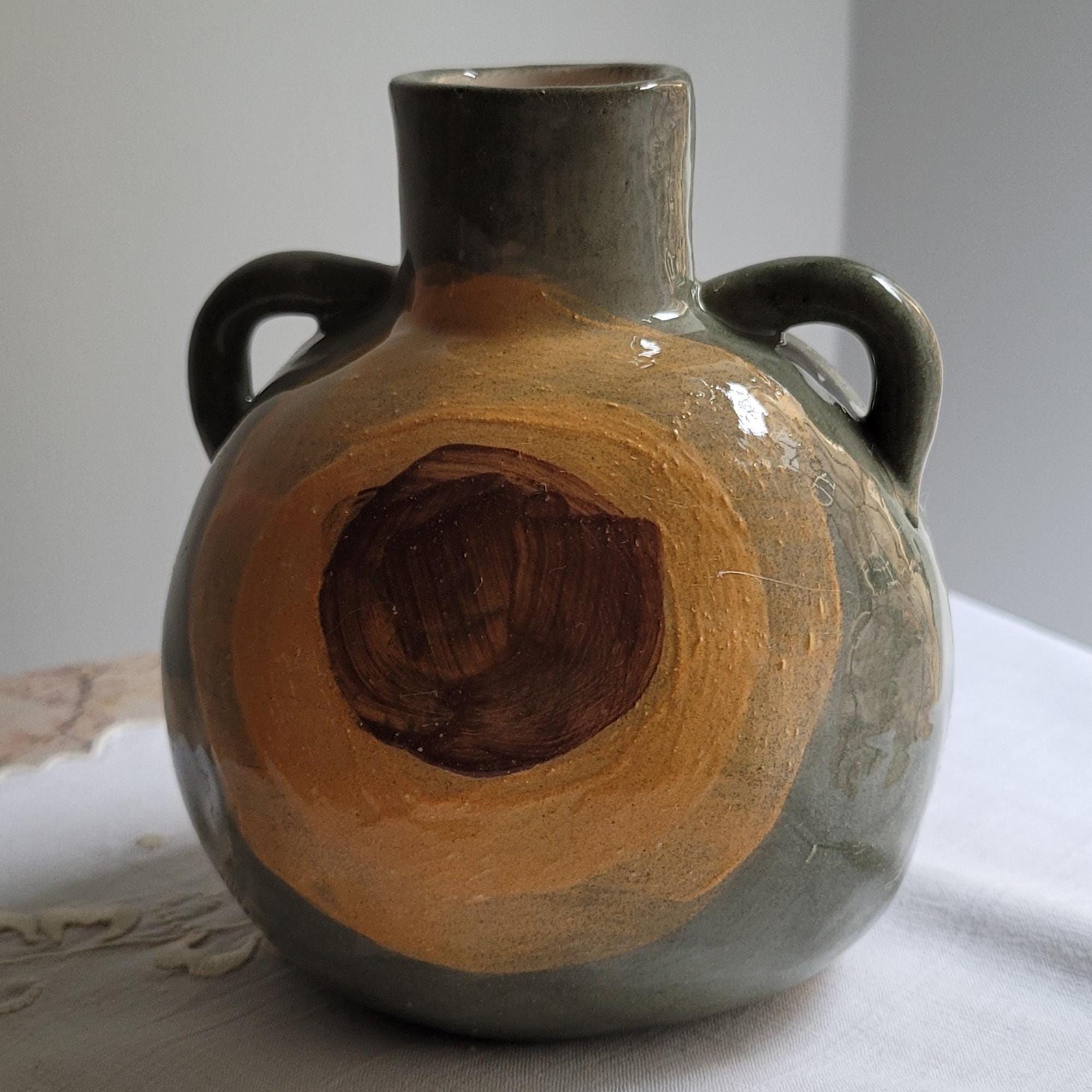 Handcrafted Ceramic Vase: Double-handle Boho Decor, Earthy Tones - Etsy