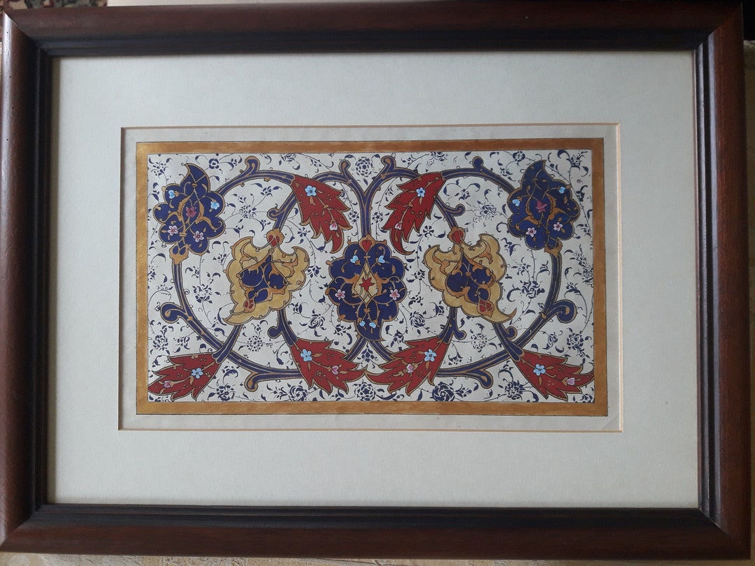 Handmade Turkish Tezhip Art | Ottoman Floral Pattern | Wall Decor ...