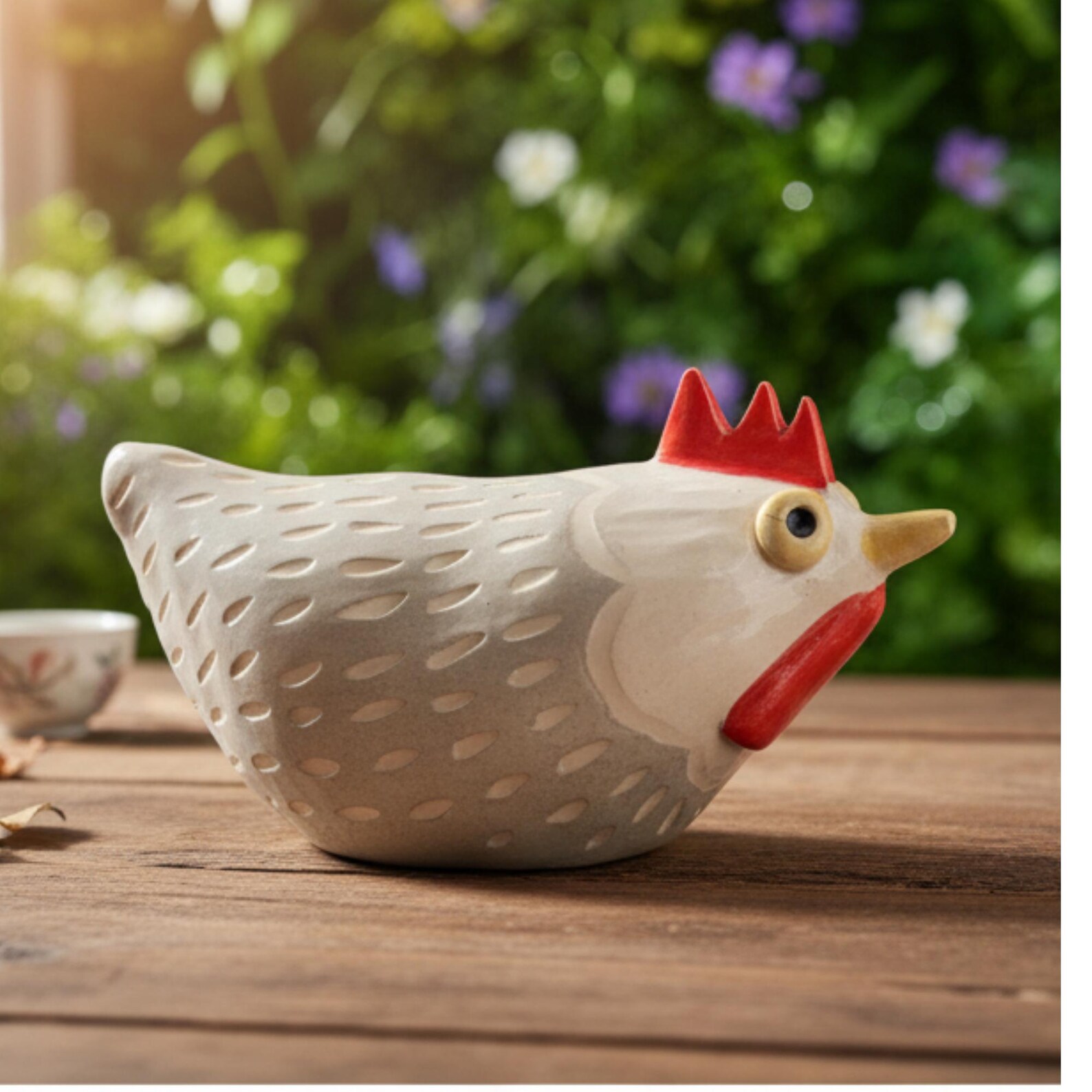 Handmade Ceramic Chicken Figurine, Rustic Farmhouse Decor, Scratch ...