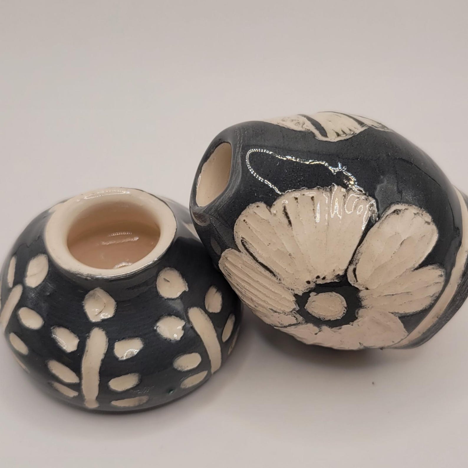 Handmade Mini Vase Set, Sgraffito Flower and Leaf Pattern - Etsy