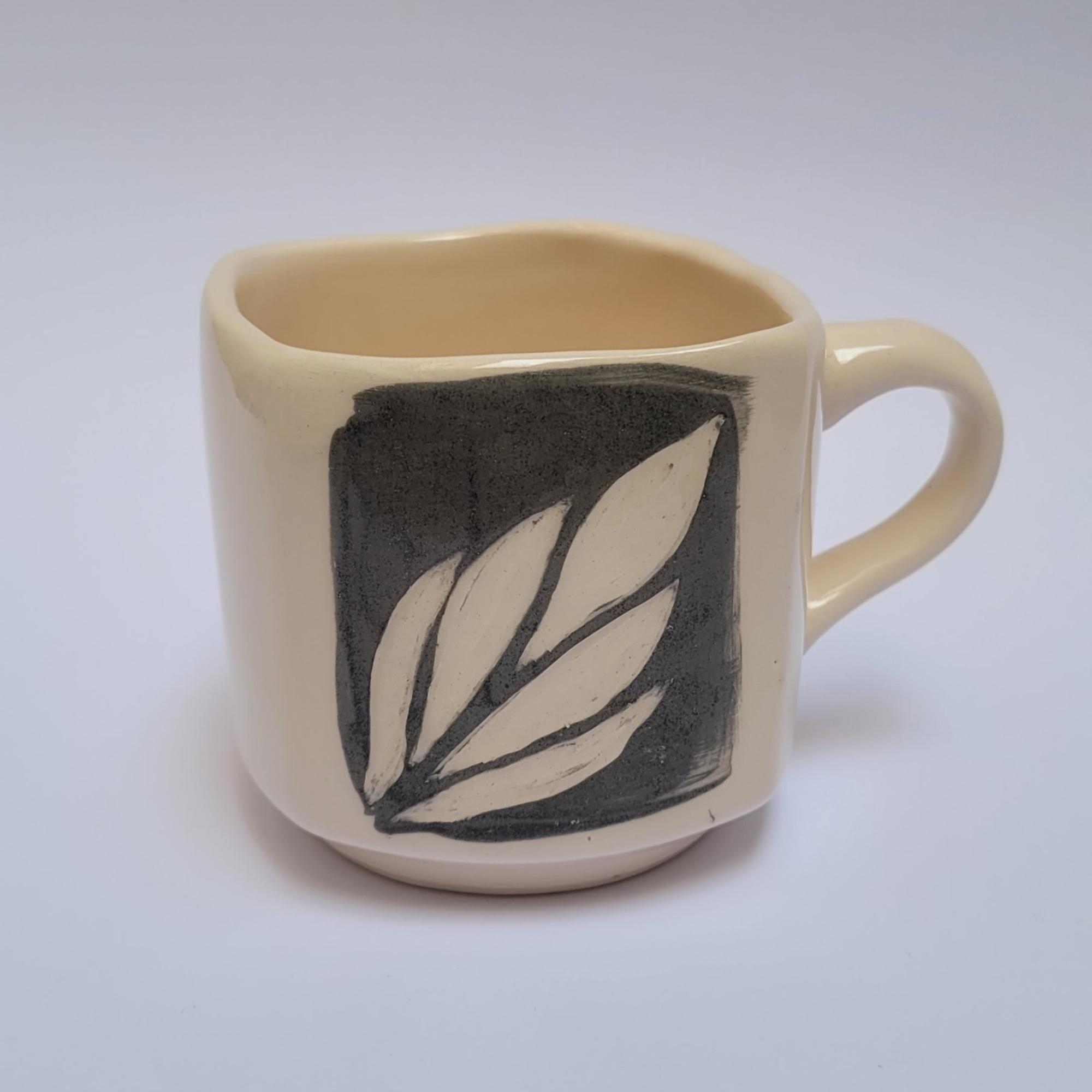 Handmade Leaf Patterned Ceramic Mug, Special Gift for Coffee and Tea ...