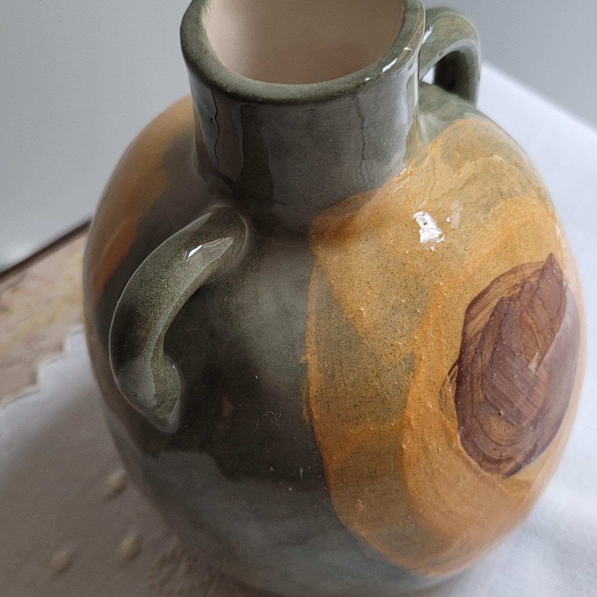 Handcrafted Ceramic Vase: Double-handle Boho Decor, Earthy Tones - Etsy