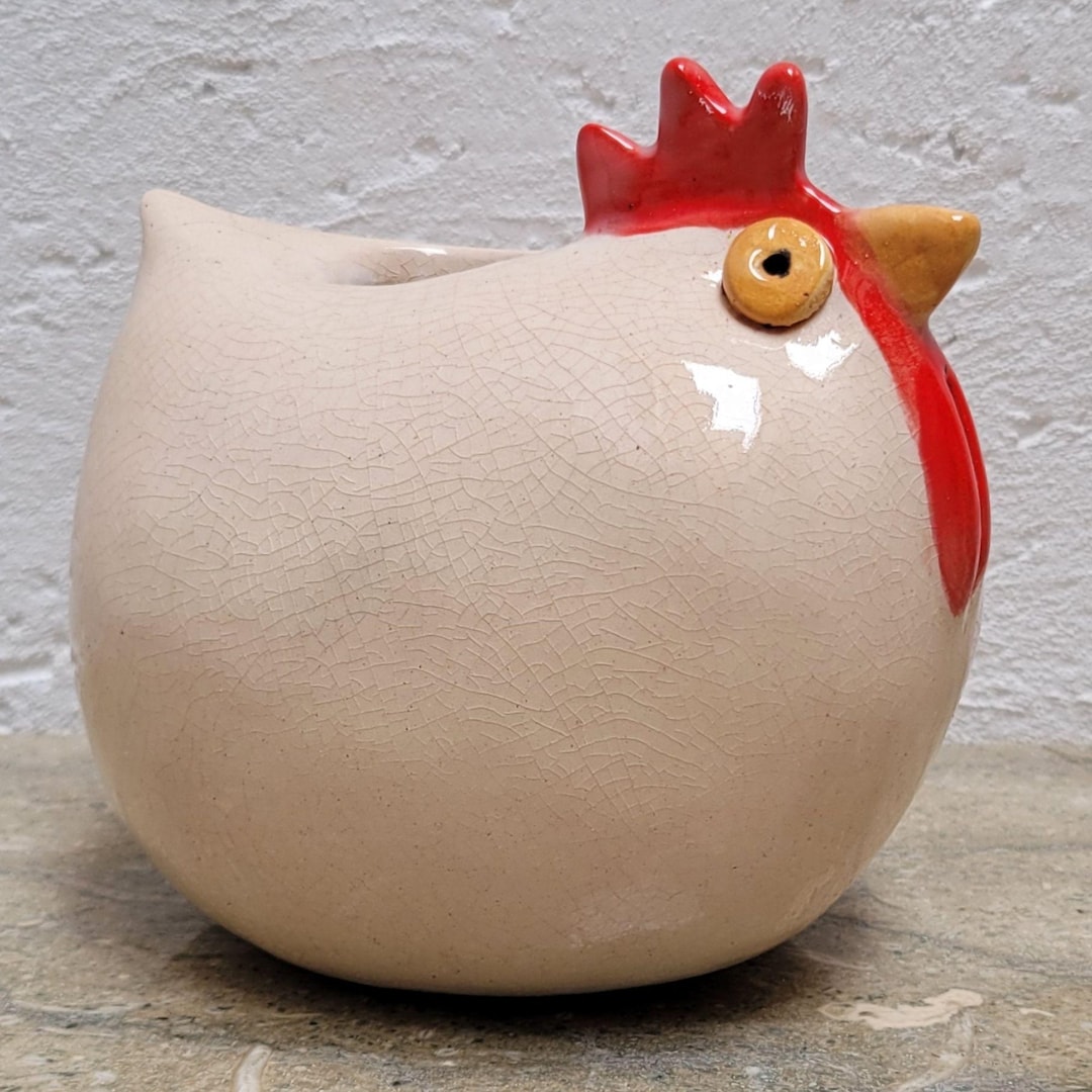 Handmade Ceramic Chicken Vase, Farmhouse Touch,chicken Figurine With ...