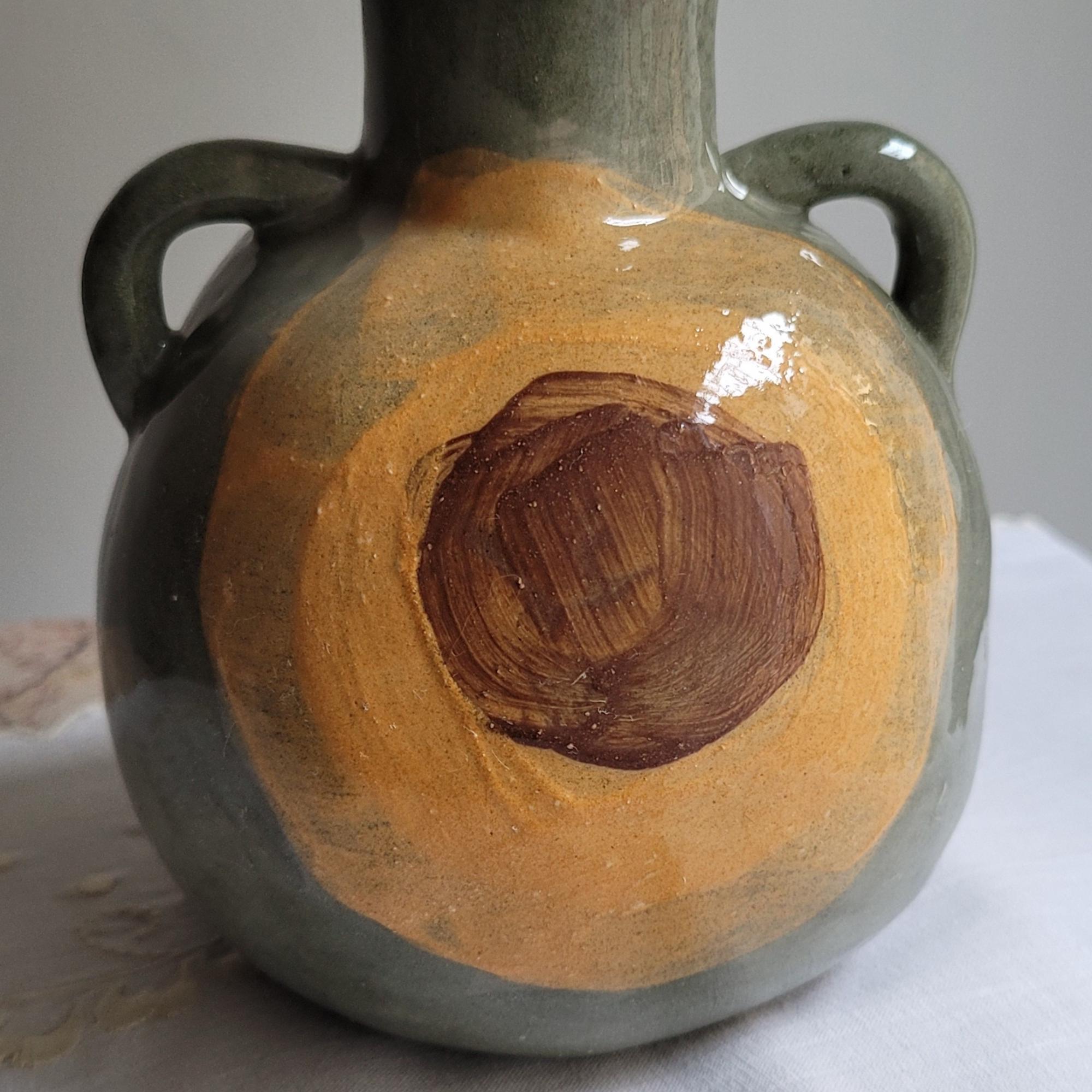 Handcrafted Ceramic Vase: Double-handle Boho Decor, Earthy Tones - Etsy