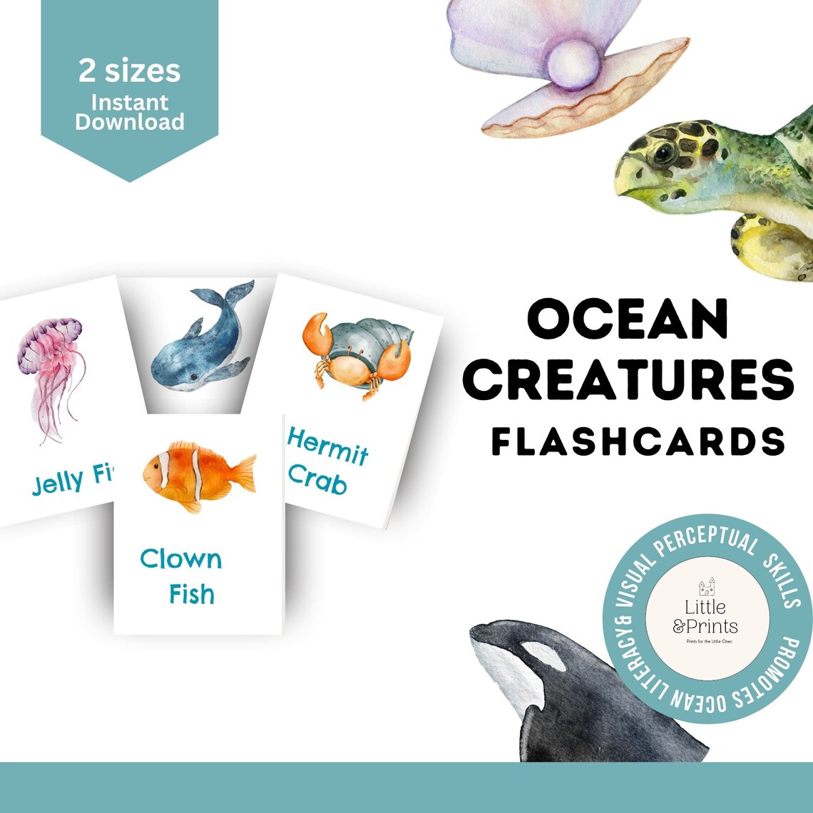 Ocean Animal Flashcards Homeschool Sea Animals Cards Ocean Animals ...