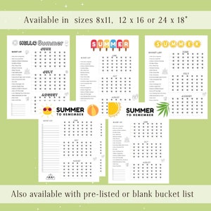 Summer Bucket List Calendar 2024: Kids' Activity Planner (PDF or ...