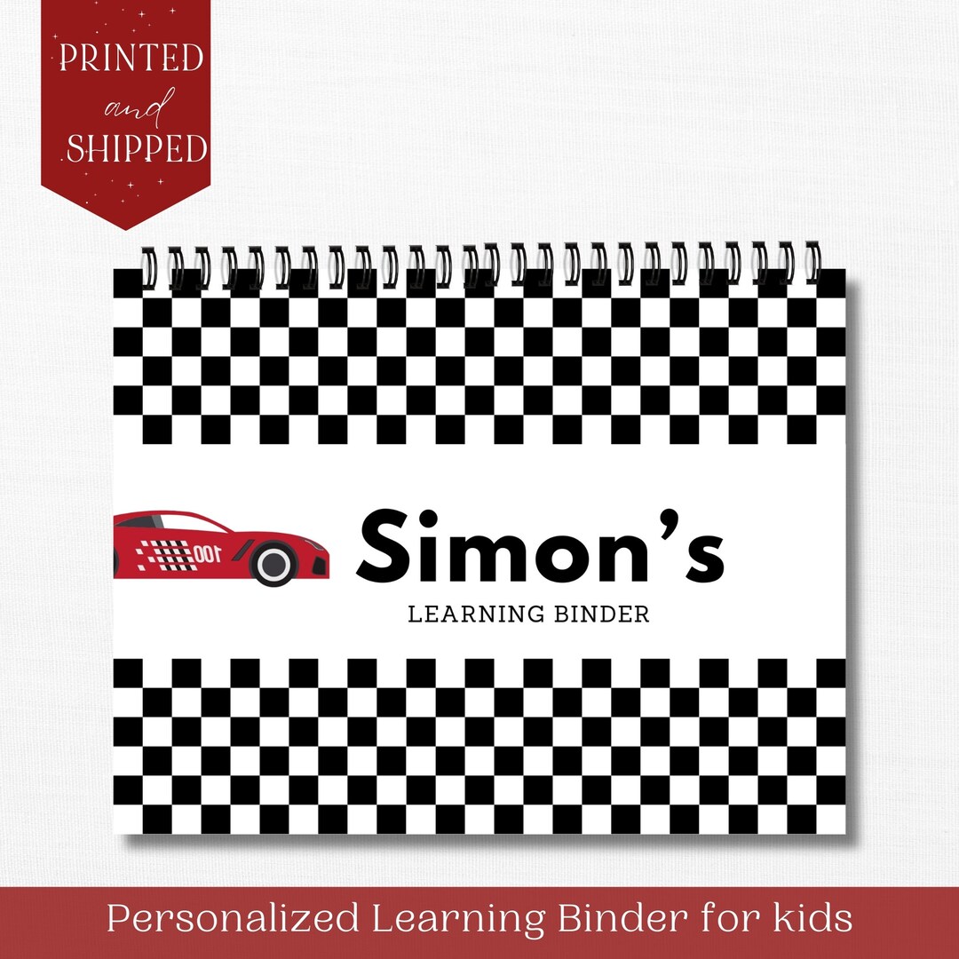 Custom Learning Binder Pages Personalized Race Car Themed Educational ...