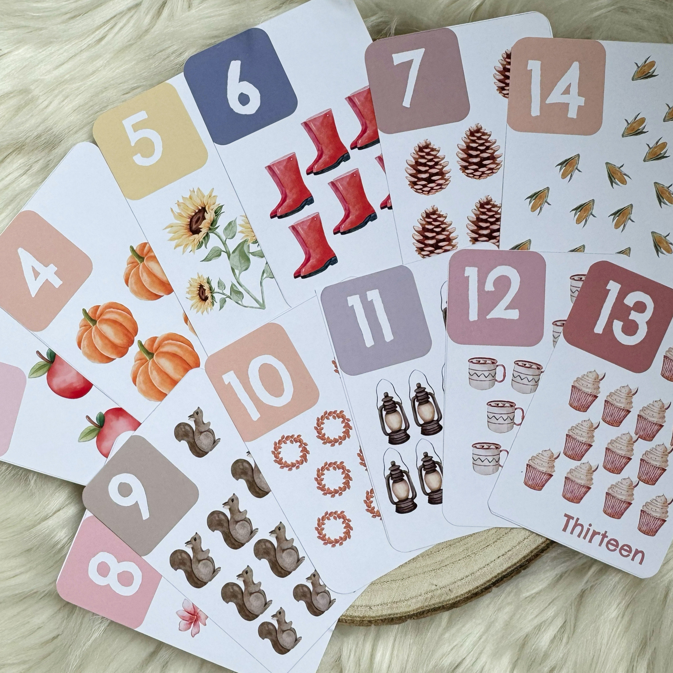 Fall Themed Number Flashcards Preschoolers Counting Activity Number ...
