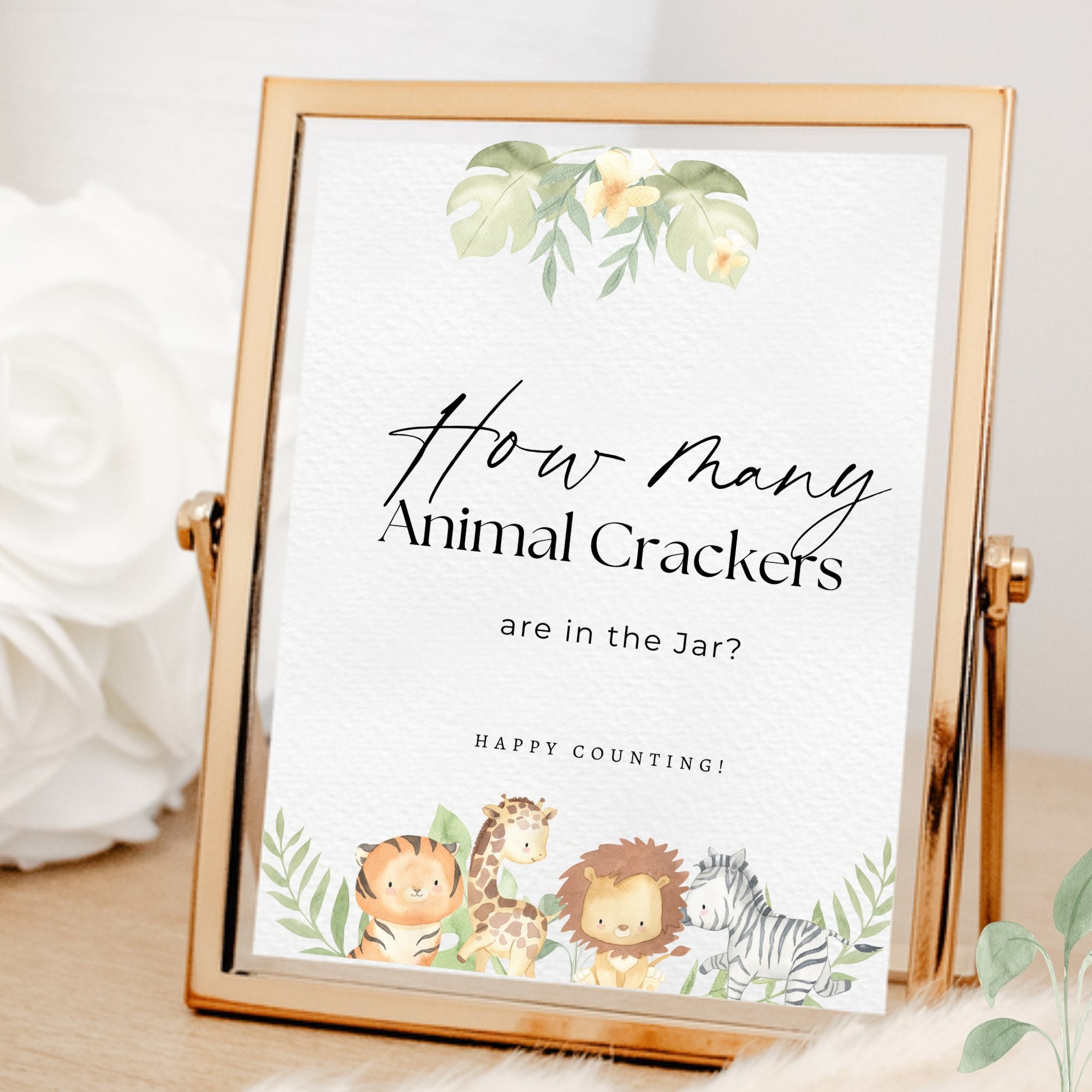 Animal Cracker Sign Baby Shower Game Printable Baby Boy Birthday Table ...