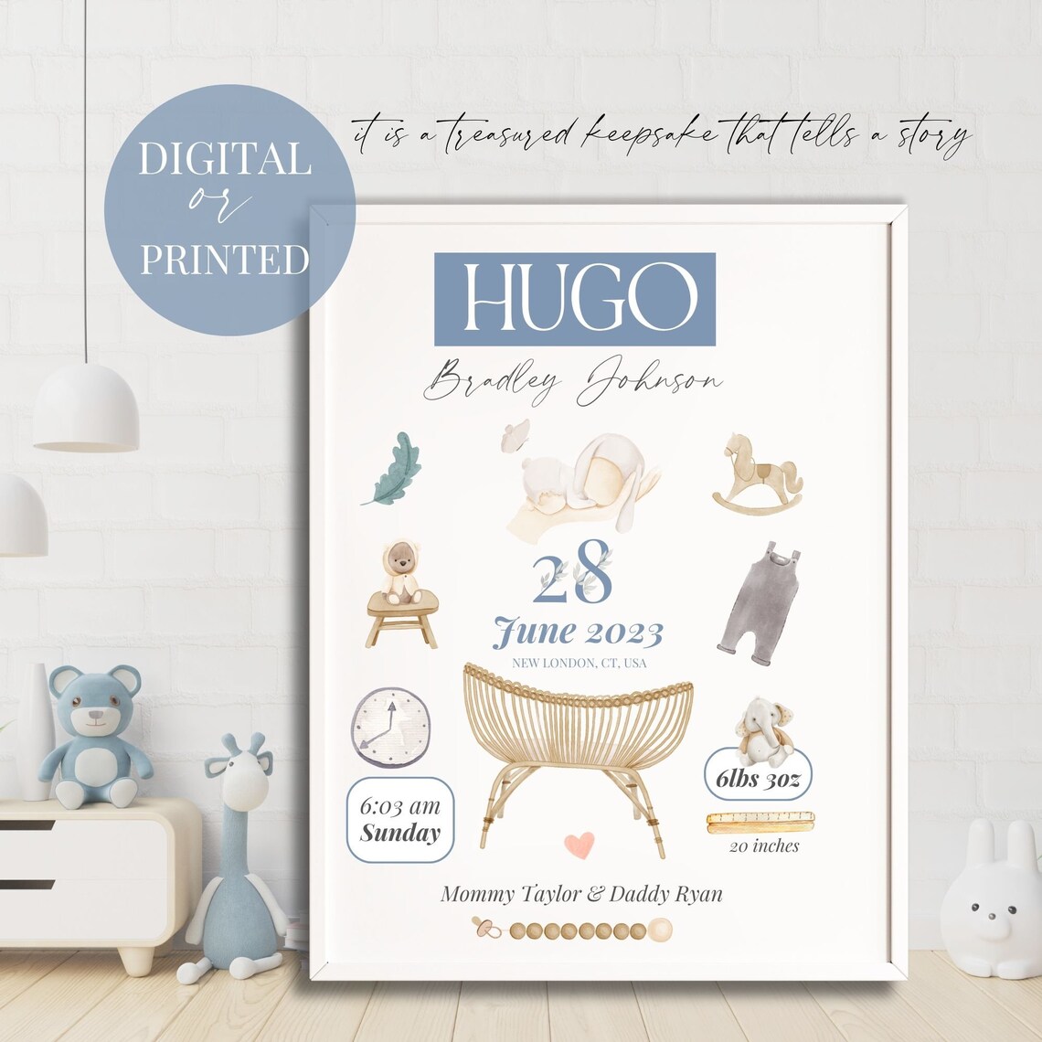 New Born Birth Stats New Baby Girl Gift New Baby Poster Personalised ...