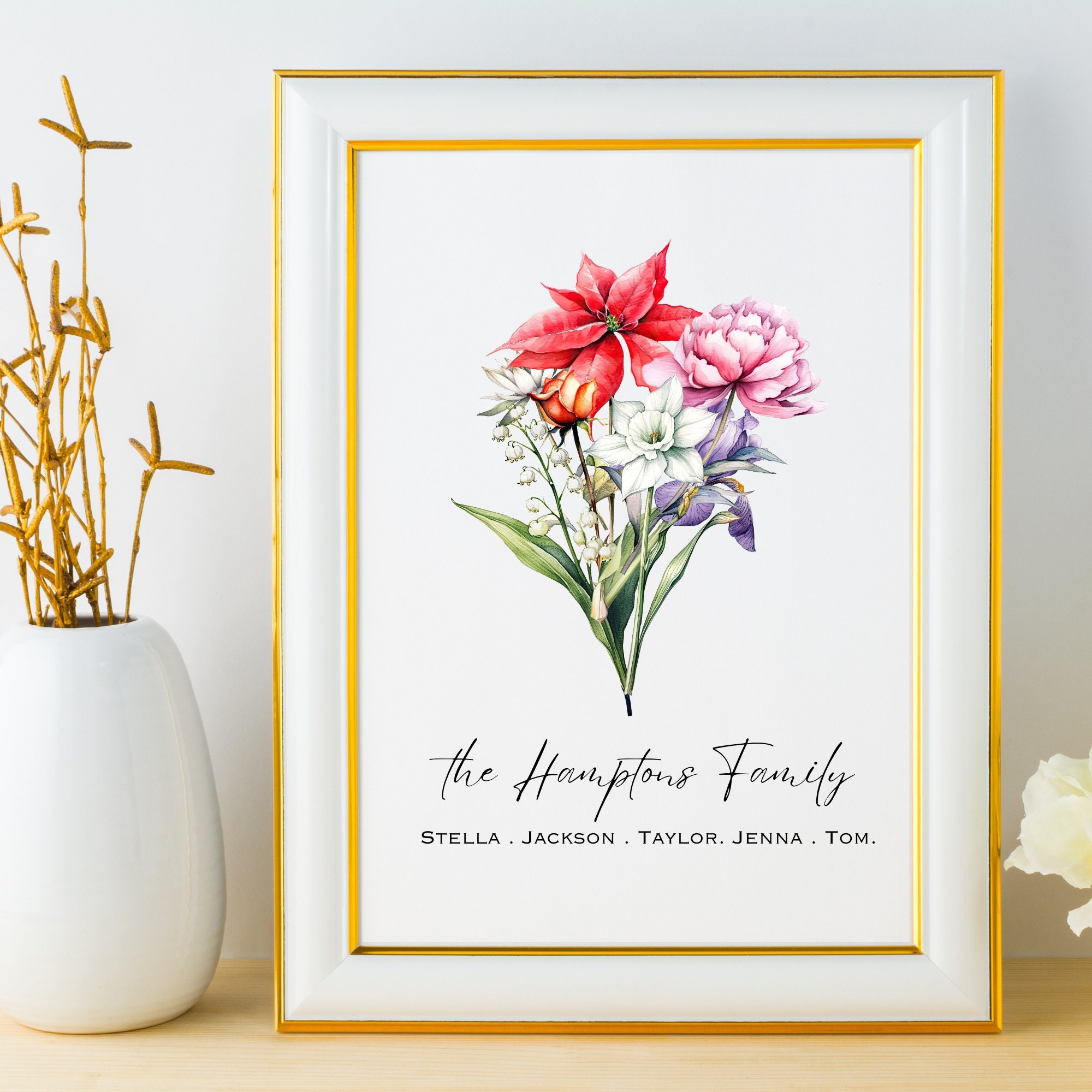 Custom Family Birth Flower Bouquet Family Flower Bouquet Birth Month ...