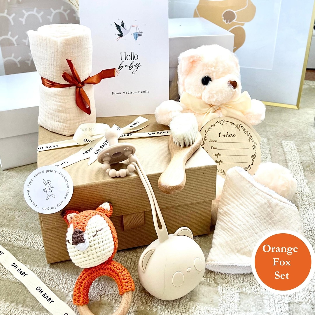 New Born Gift Basket Unisex Gift Set for New Parents Baby Sibling Gift ...