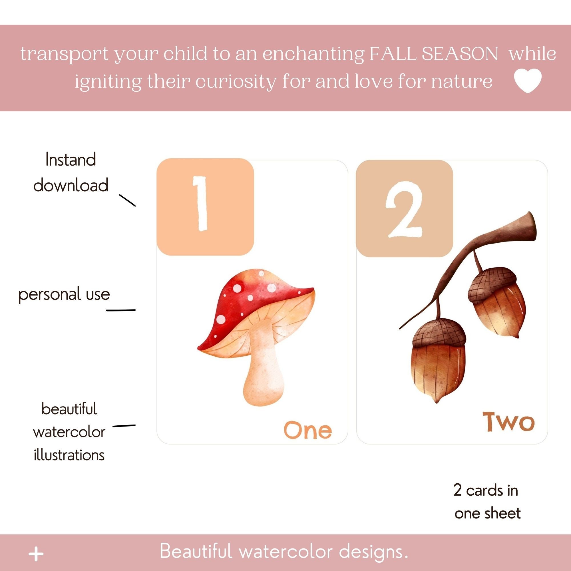 Fall Themed Number Flashcards Preschoolers Counting Activity Number ...