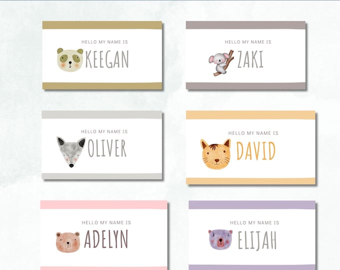 Personalized Printable Name Tags Cute Pastel Designs for Preschoolers ...