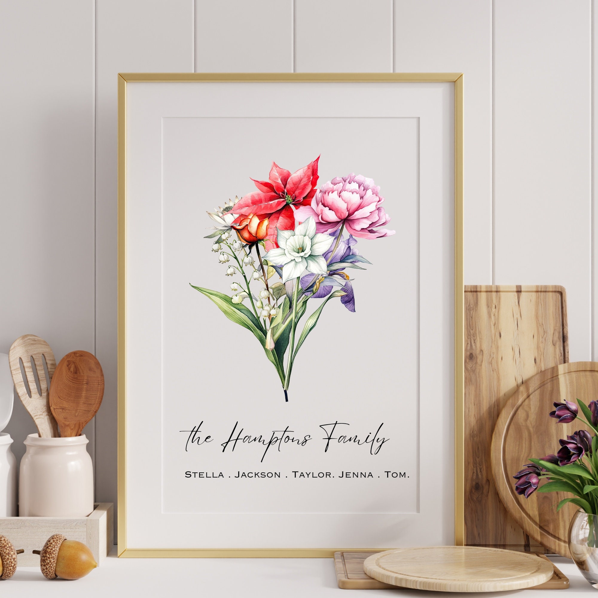 Custom Family Birth Flower Bouquet Family Flower Bouquet Birth Month ...