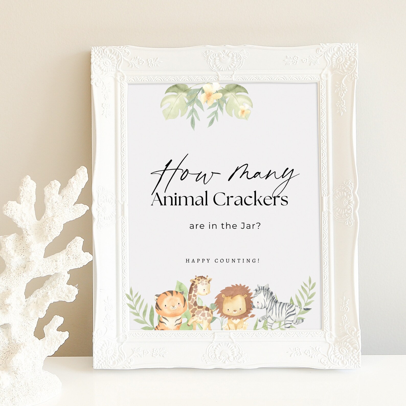 Animal Cracker Sign Baby Shower Game Printable Baby Boy Birthday Table ...