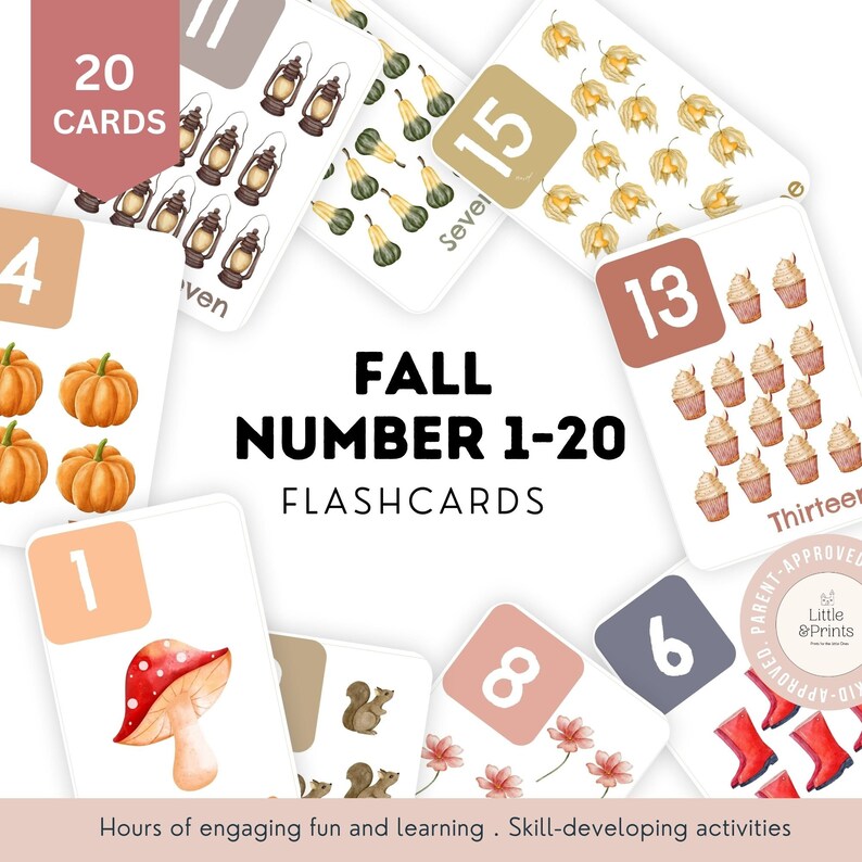 Fall Themed Number Flashcards Preschoolers Counting Activity Number ...