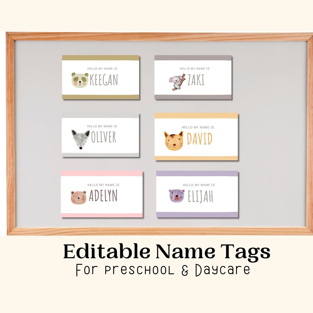 Personalized Printable Name Tags Cute Pastel Designs for Preschoolers ...