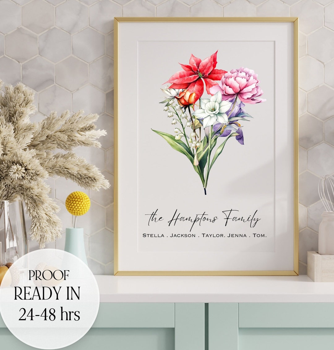 Custom Family Birth Flower Bouquet Family Flower Bouquet Birth Month ...