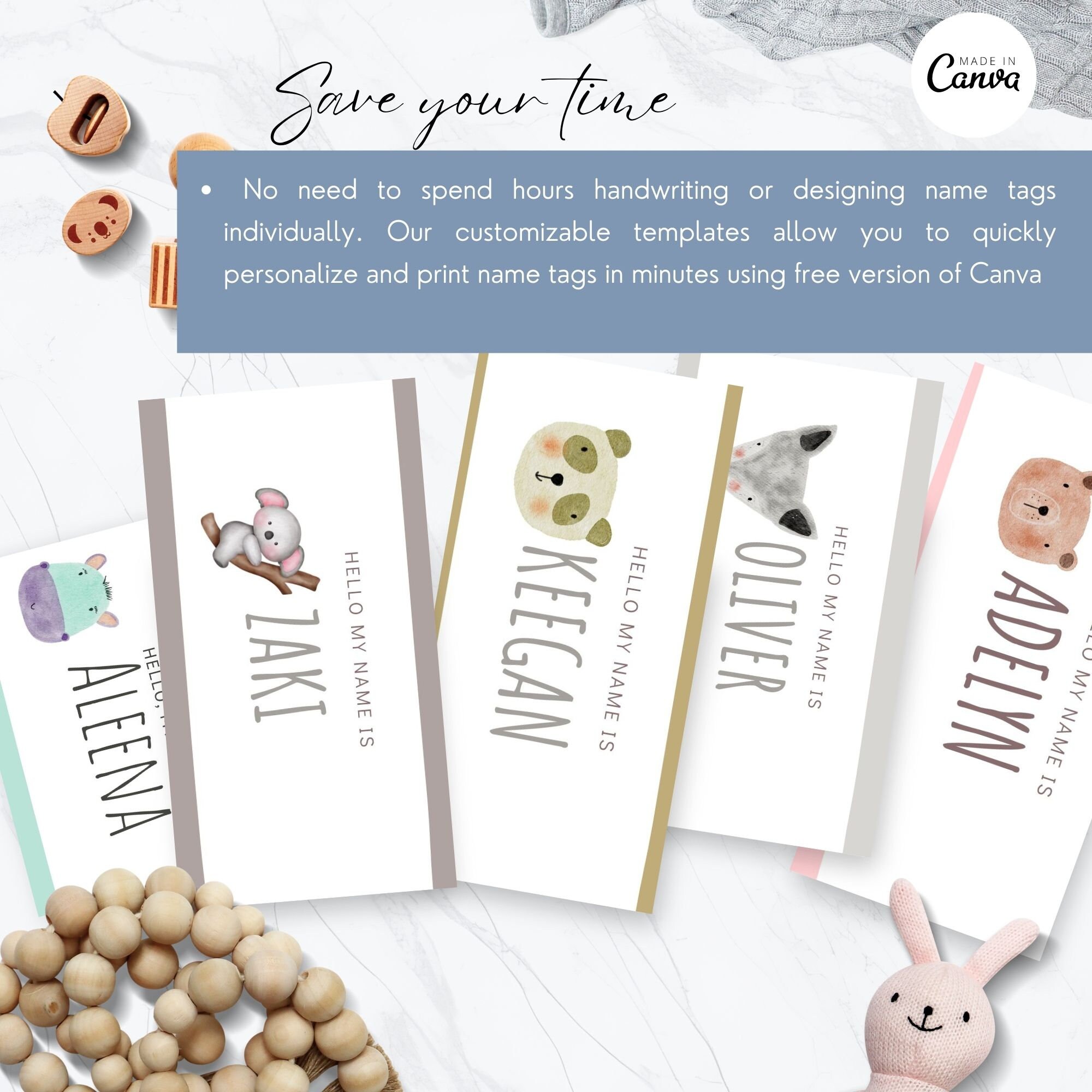 Personalized Printable Name Tags Cute Pastel Designs for Preschoolers ...