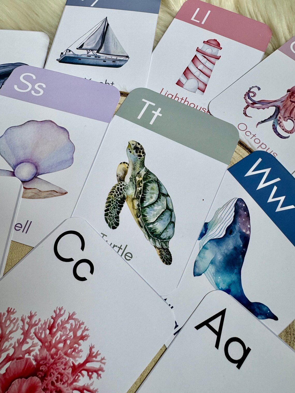 Ocean Animal ALPHABET Flashcards Sea Animals Cards Ocean Animals Chart ...