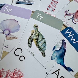 Ocean Animal ALPHABET Flashcards Sea Animals Cards Ocean Animals Chart ...