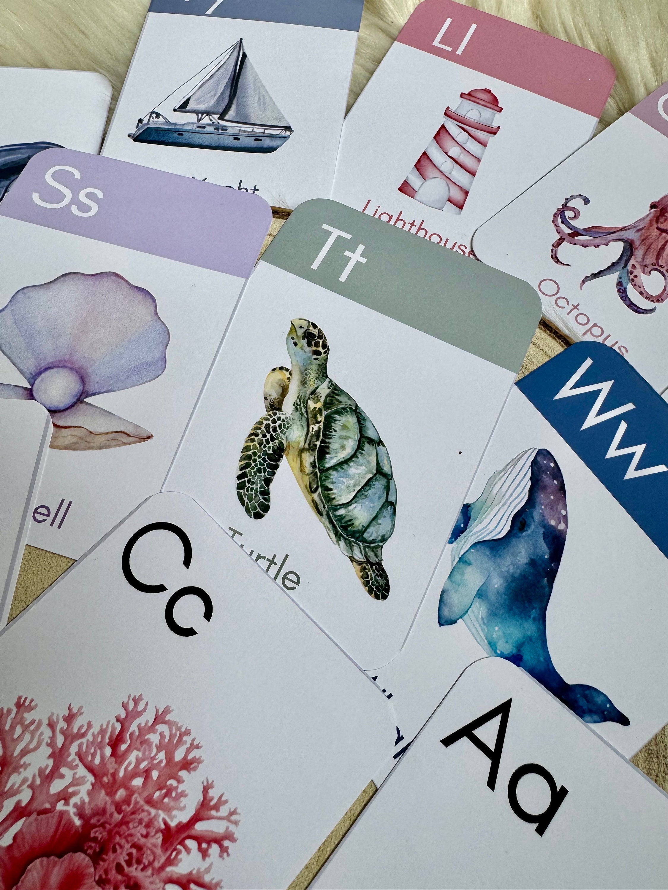 Ocean Animal ALPHABET Flashcards Sea Animals Cards Ocean Animals Chart ...