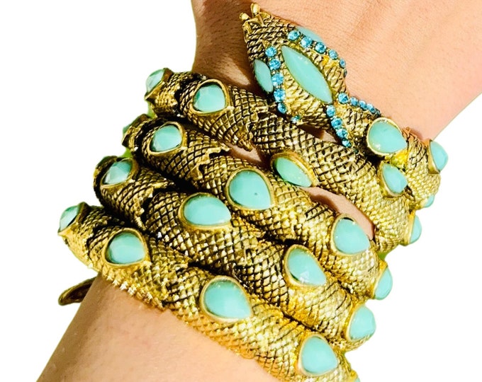 Vintage Snake Wrap Bracelet, Coiled Snake Jewelry, Fashion Costume ...