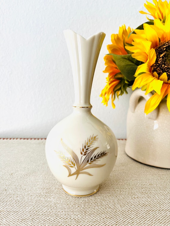 Vintage Lenox China Wheat Pattern 8 Vase Ivory Bulb 24K | Etsy