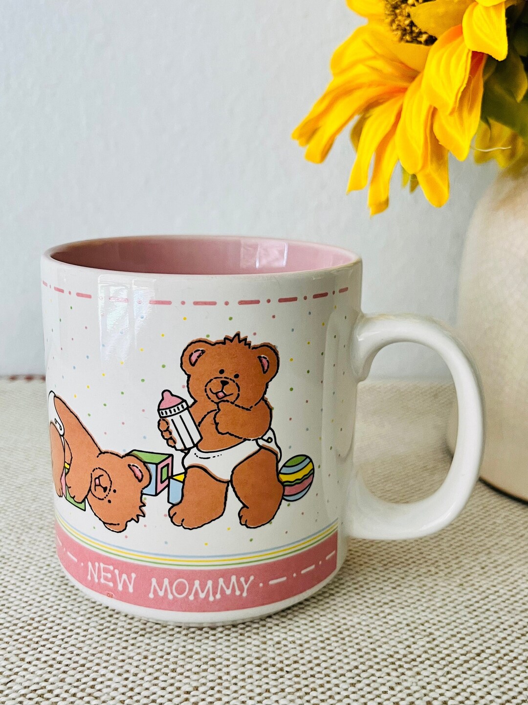 Vintage New Mommy Mug, Teddy Bears, Papel Brand, Pink, Cute Mugs ...