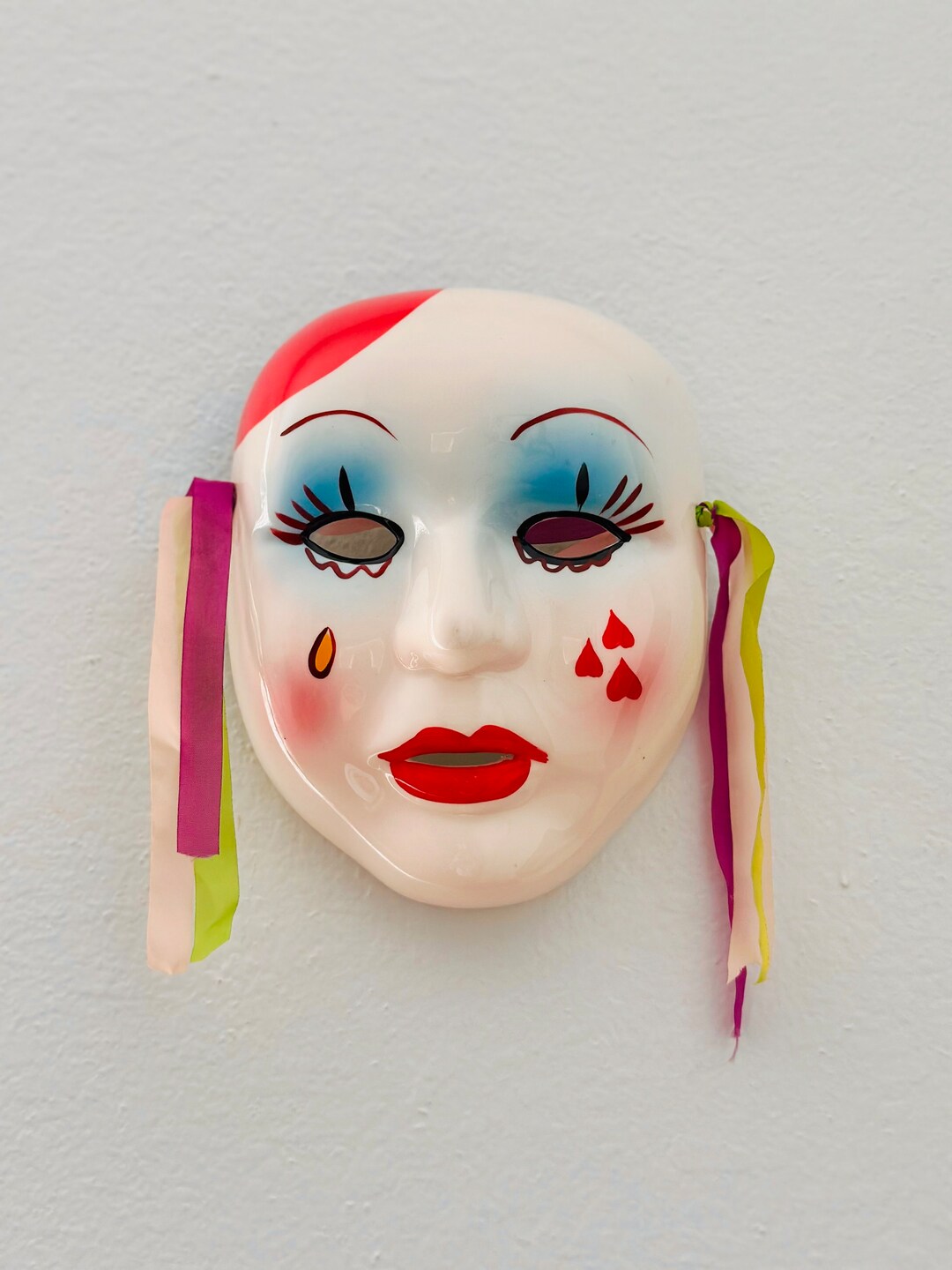 Vintage Hand Painted Decorative Porcelain Decorative Face Mask Wall ...