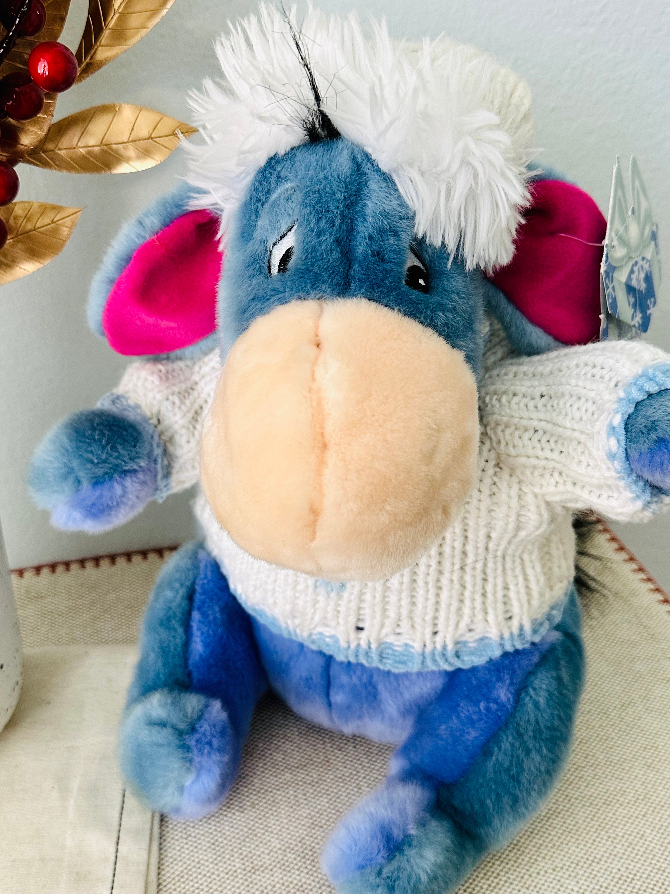 Vintage Disney Eeyore Plush in Snowflake Sweater - Winnie the Pooh ...