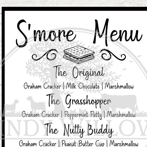 Smore Menu - Etsy