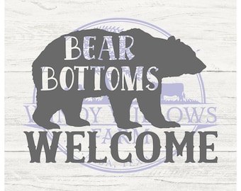 Bear Bottoms Welcome Sign: Cabin Bathroom Decor - Etsy