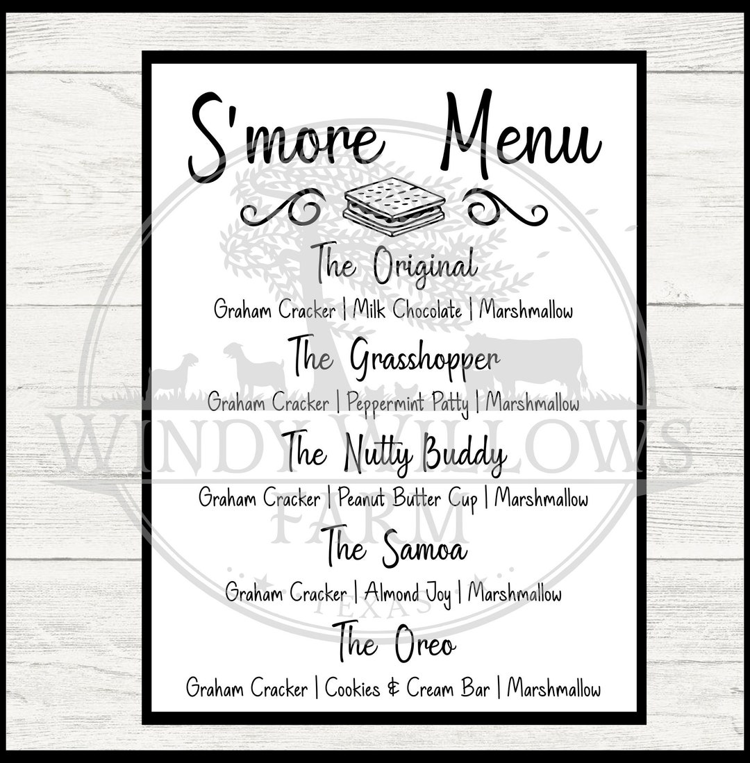 Smore Menu - Etsy