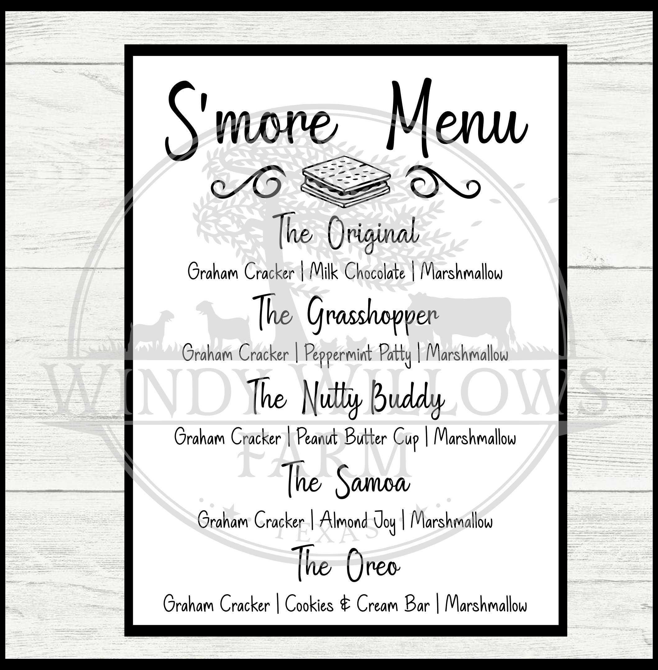 Smore Menu - Etsy