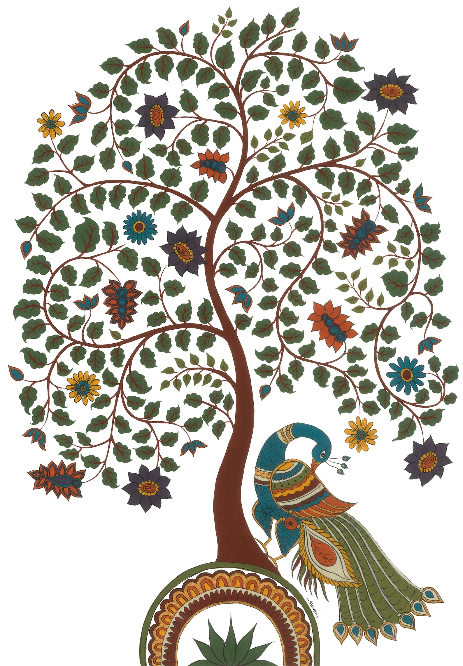 Indian Folk Art Prints: Tree of Life, Pichwai Cow Painting (digital ...