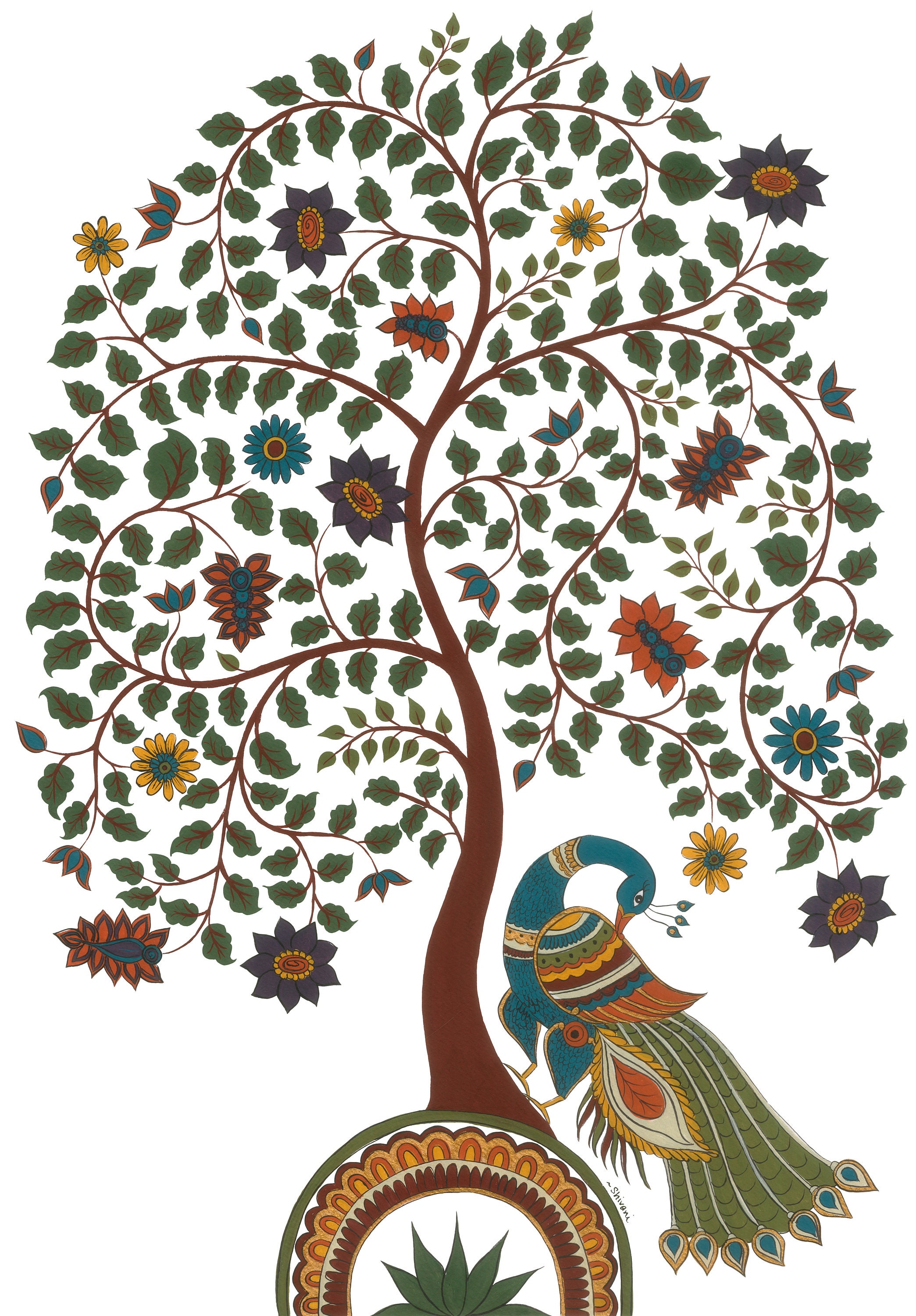 Indian Folk Art, Set of 2 Traditional Indian Paintings, Tree of Life ...